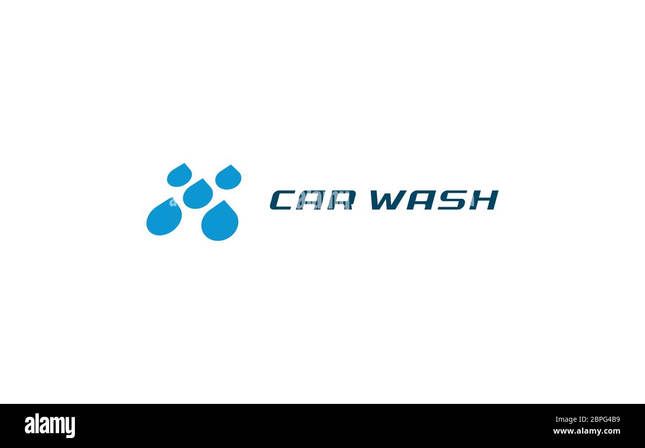 Blue rain drops logo. Car wash service logotype. Water bubbles vector ...
