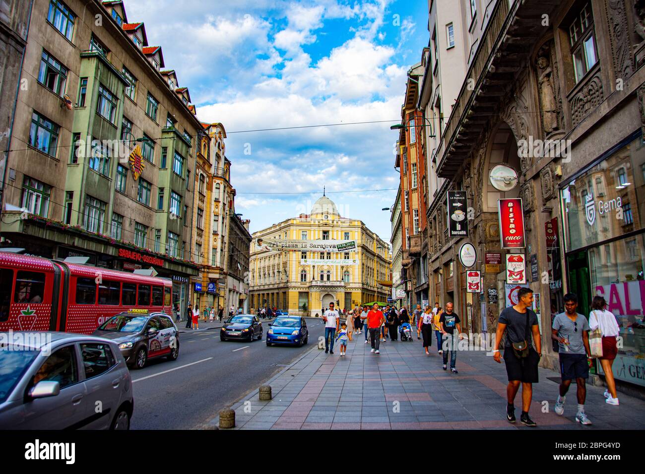 Ferhadija street full of tourist in Sarajevo capital city of Bosnia ...