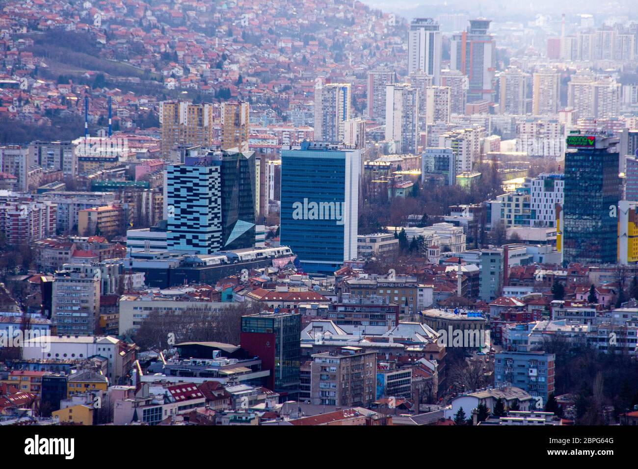 Cityscape of Sarajevo center the capital city of Bosnia, 18.3.2019 ...