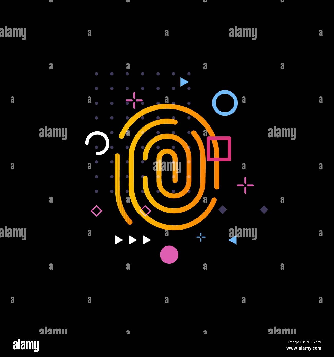 Fingerprint mapping logo. Thumbprint scanning. Biometric passport ...