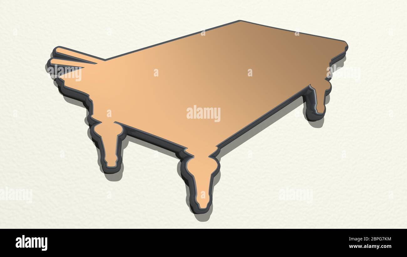 BILLIARD TABLE from a perspective on the wall. A thick sculpture made ...