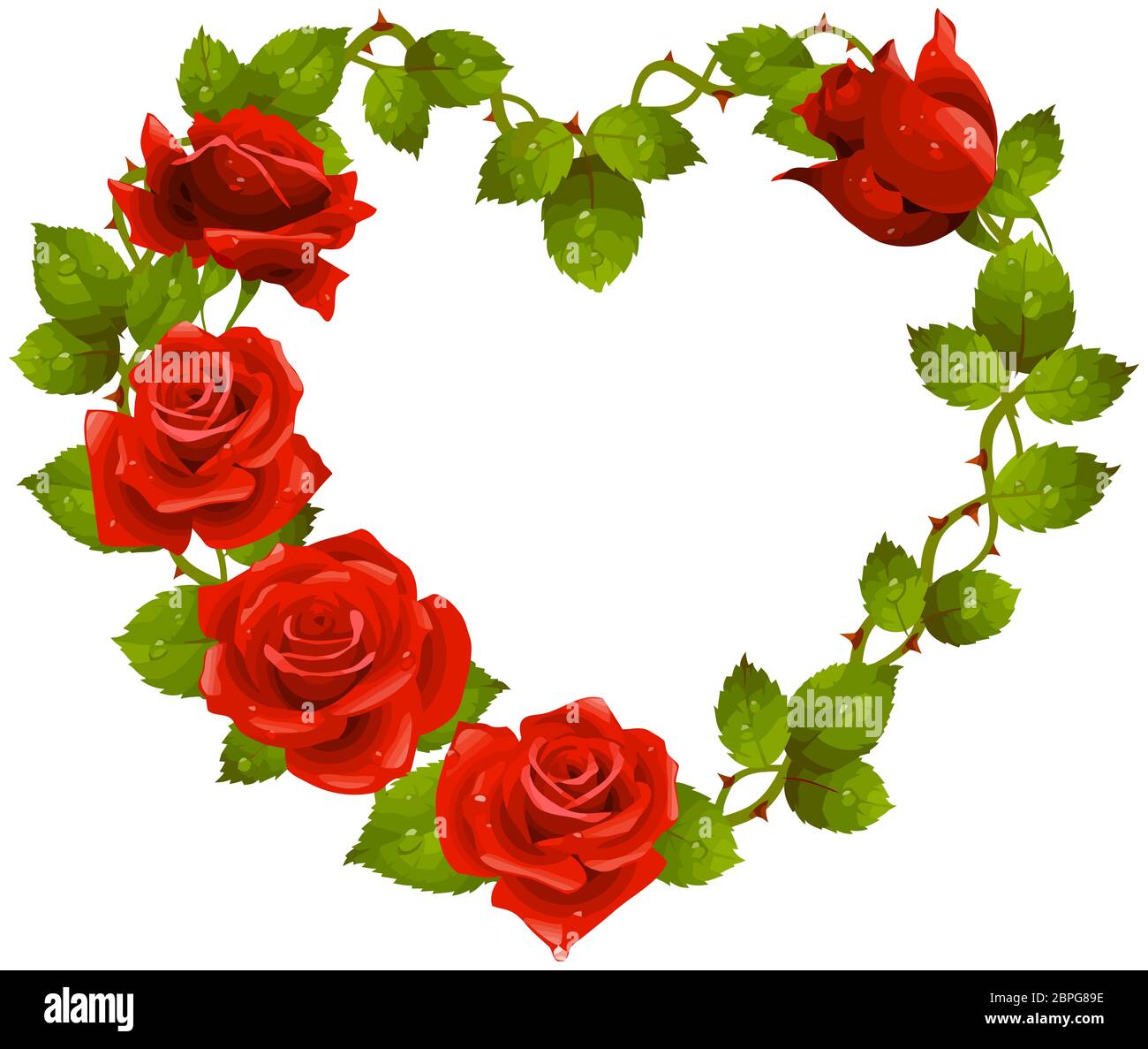 roses heart shape love romantic red color floral illustration Stock ...