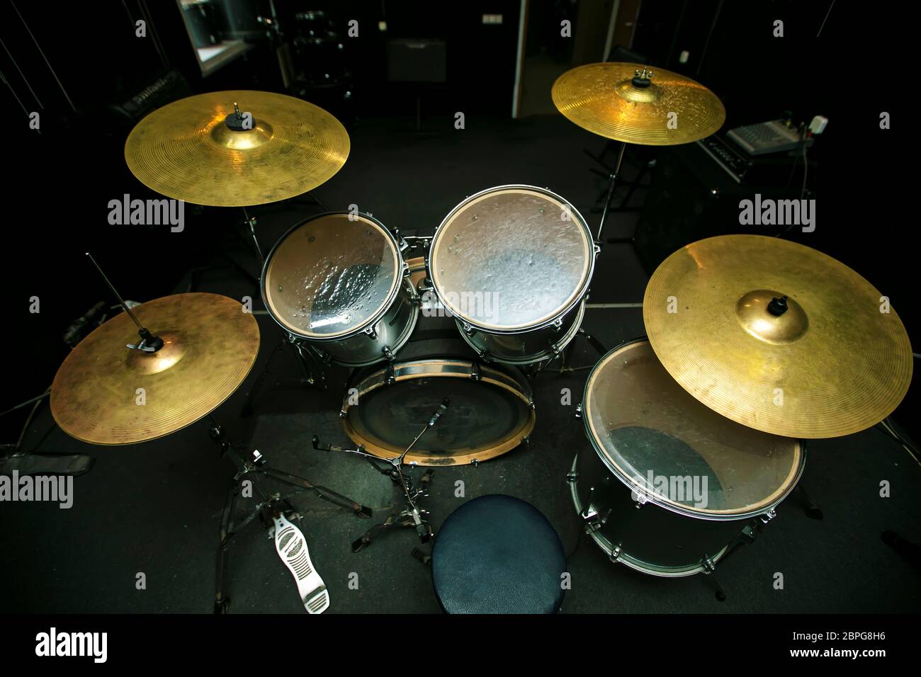 Percussion musical instrument top view.Drums Stock Photo - Alamy