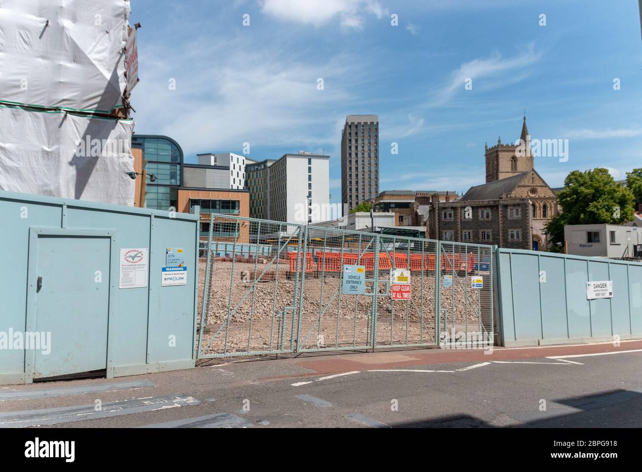 Bristol-May-2020-England-a close up view a construction site in the ...