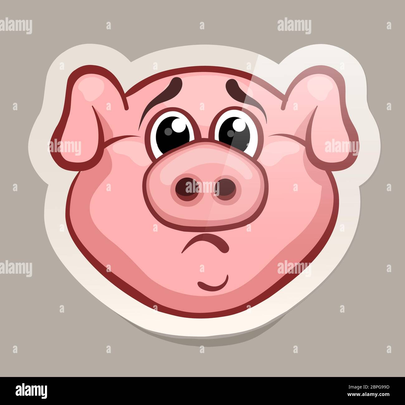 Upset pig. Funny emotional pig muzzles in paper sticker vector ...