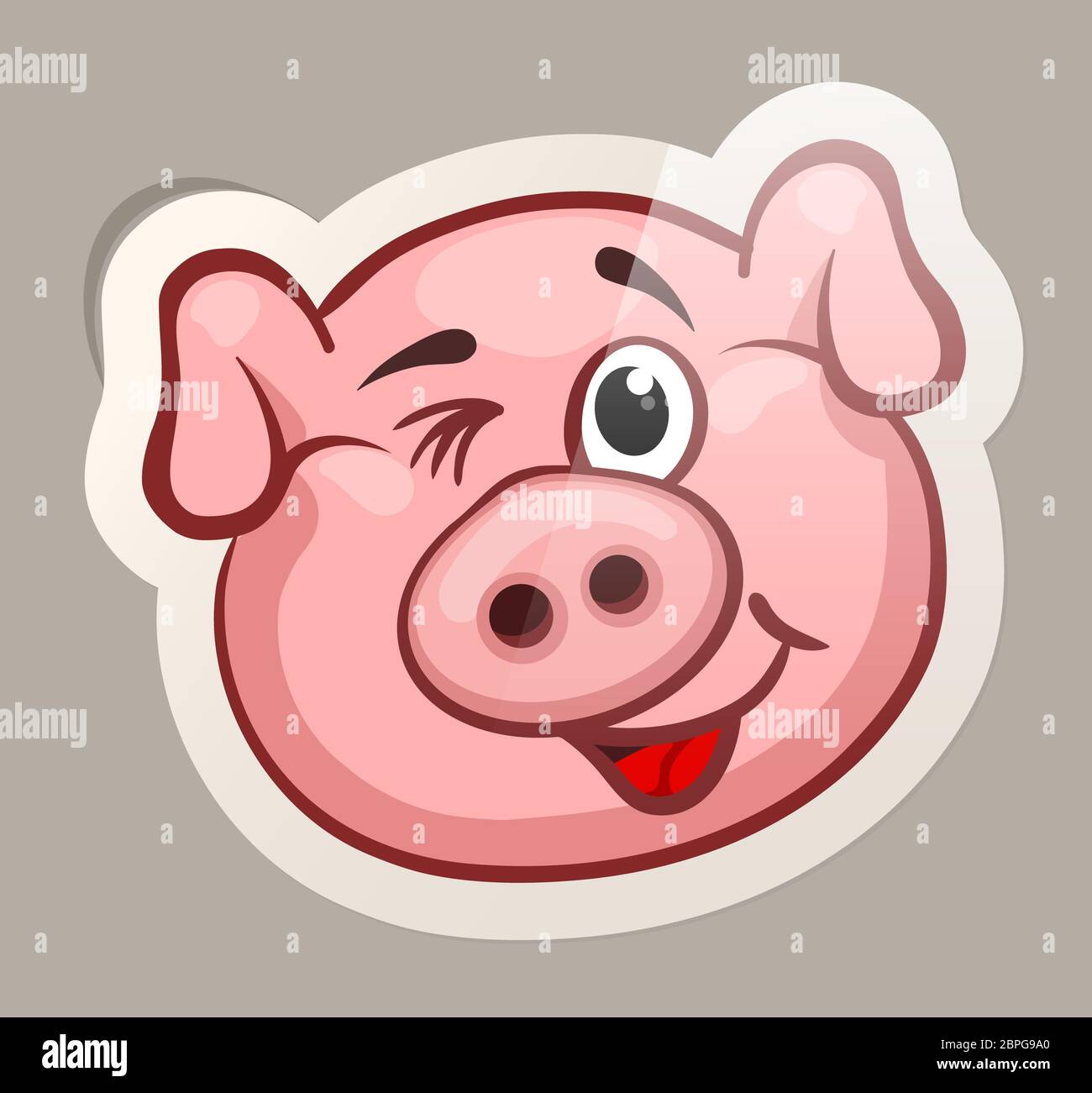 Funny emotional pig muzzles in paper sticker vector illustration Stock ...