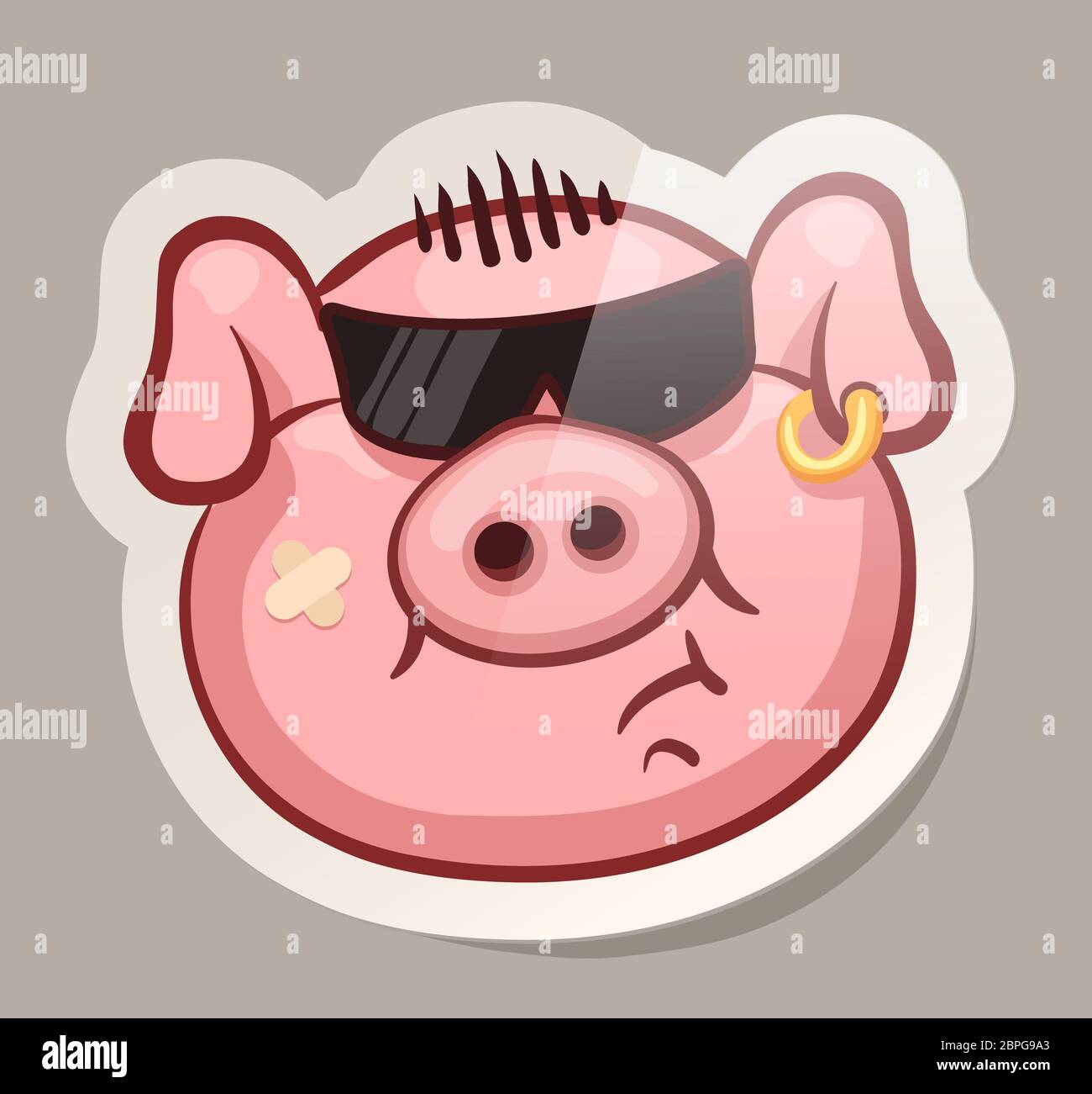Bold emotional pig muzzles in paper sticker vector illustration Stock ...