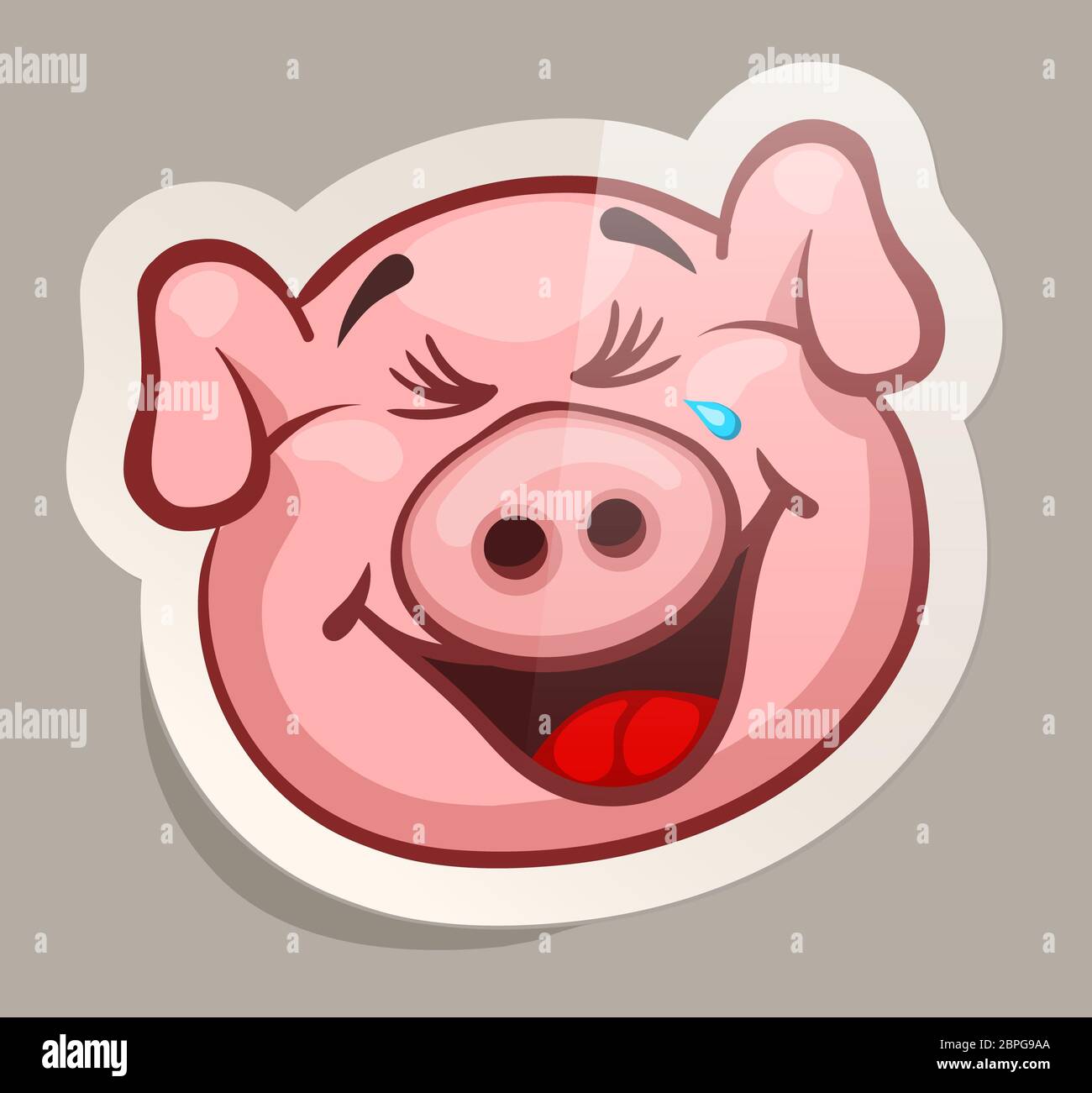 Funny emotional pig muzzles in paper sticker vector illustration Stock ...
