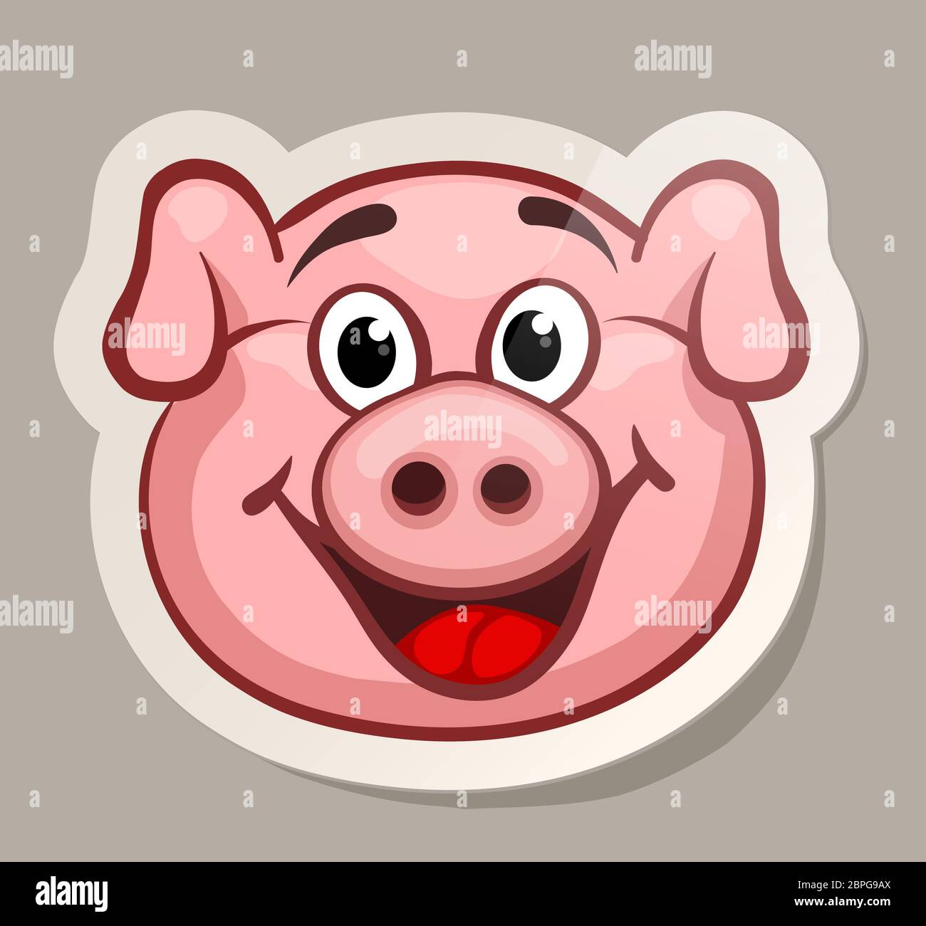 Smile pig. Funny emotional pig muzzles in paper sticker vector ...