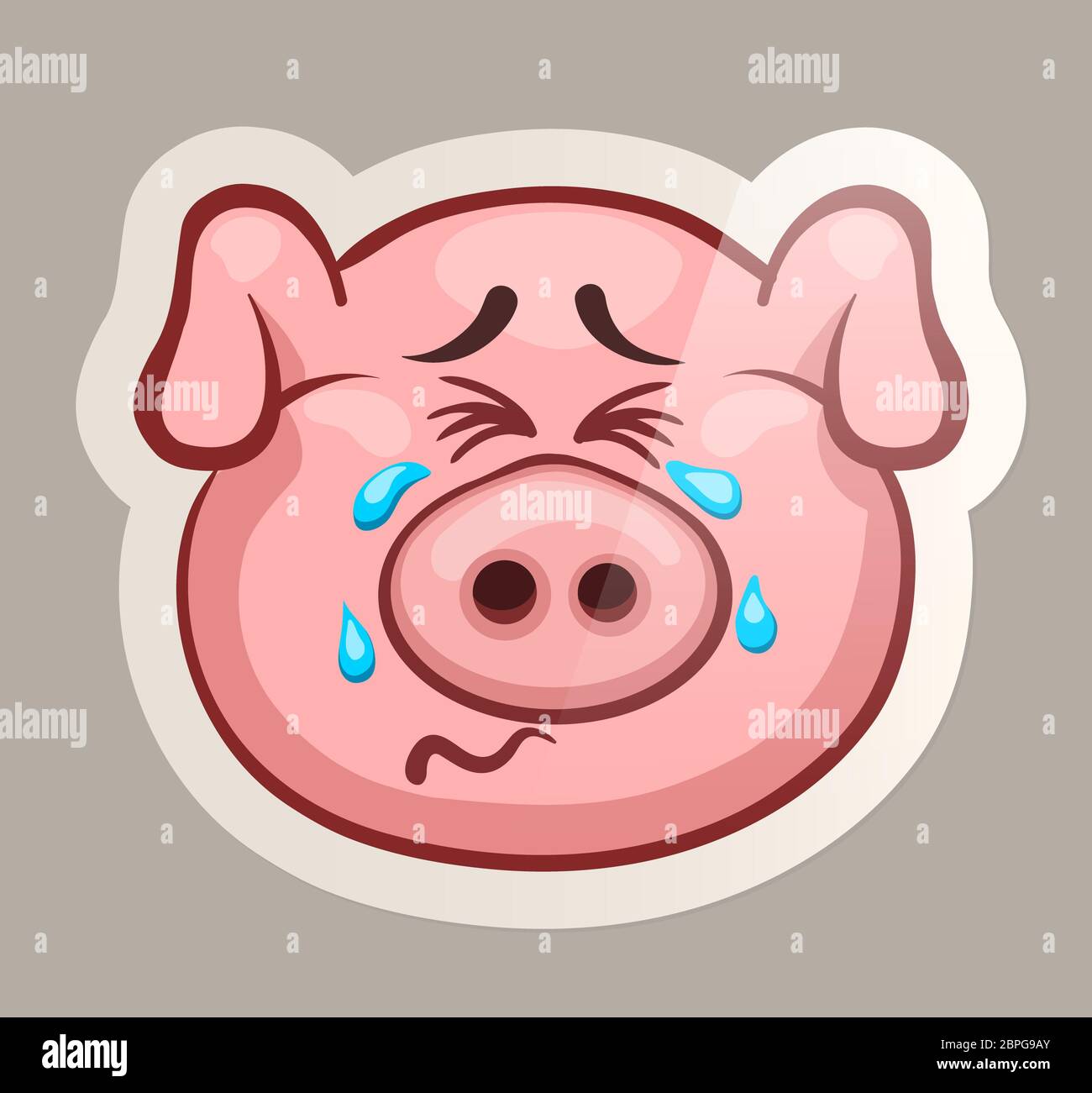 Weep pig. Funny emotional pig muzzles in paper sticker vector ...