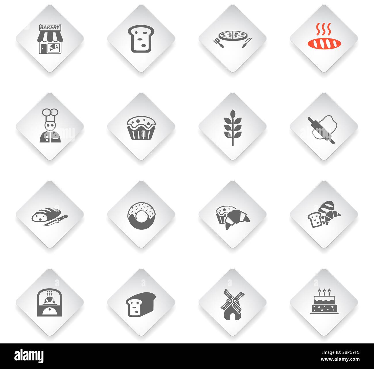 bakery flat rhombus web icons for user interface design Stock Photo - Alamy