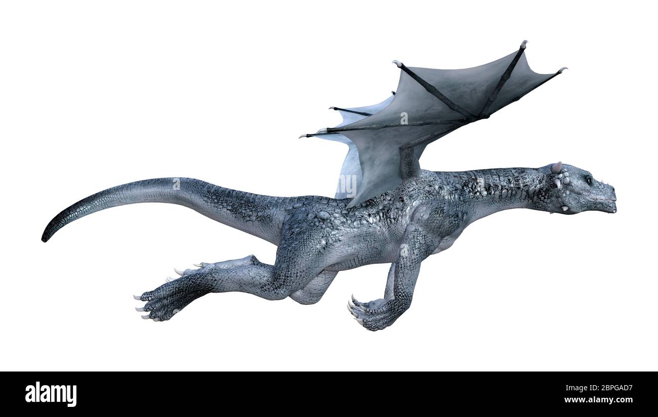 3D rendering of a fantasy whelp dragon isolated on white background ...