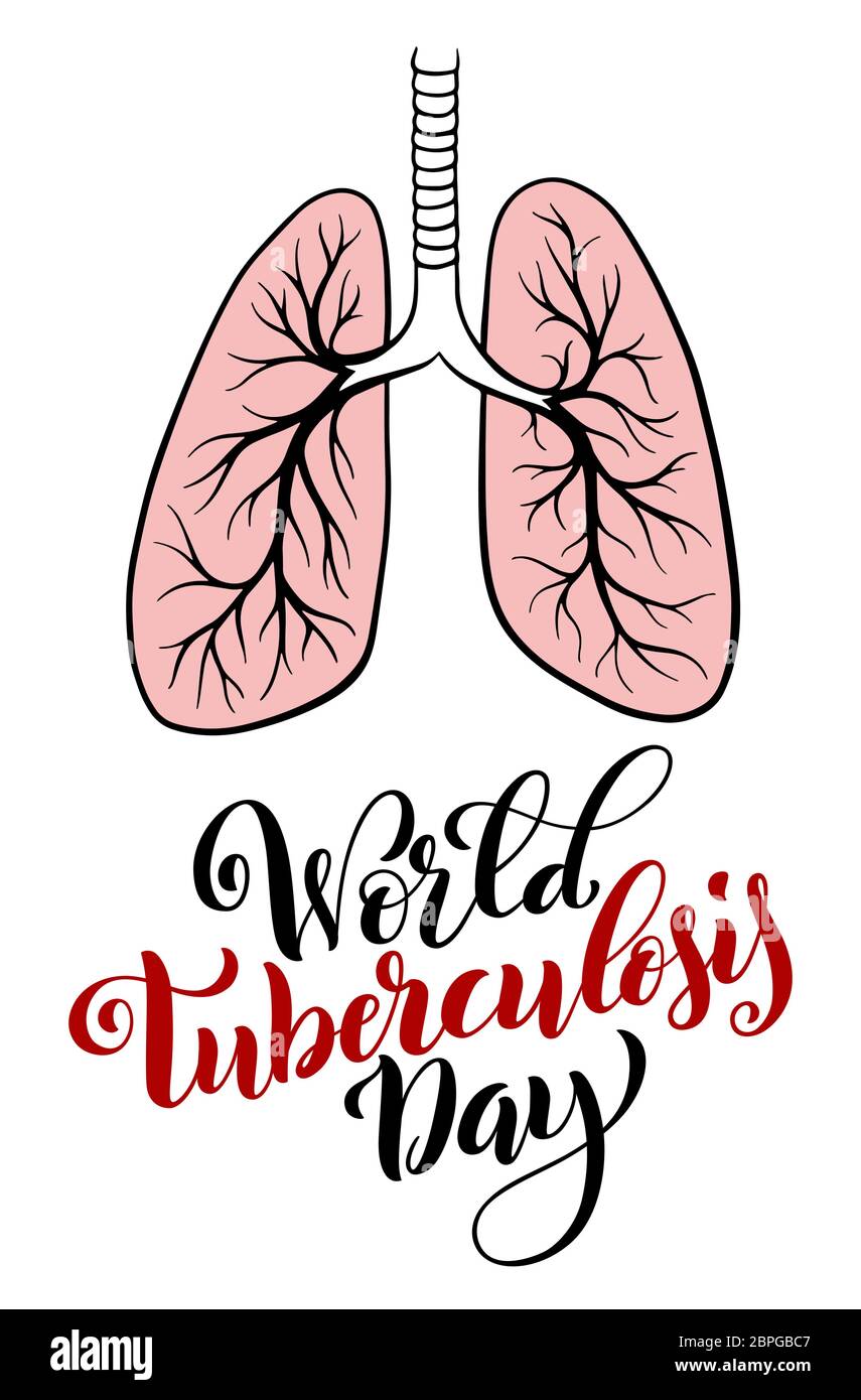 World tuberculosis day. March 24. Template for poster with handdrawn ...