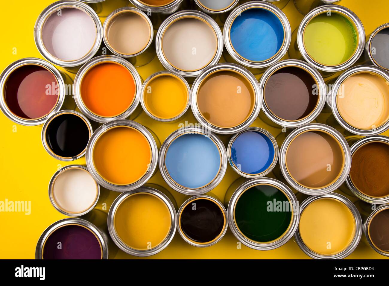Tin metal cans, Painting background Stock Photo - Alamy