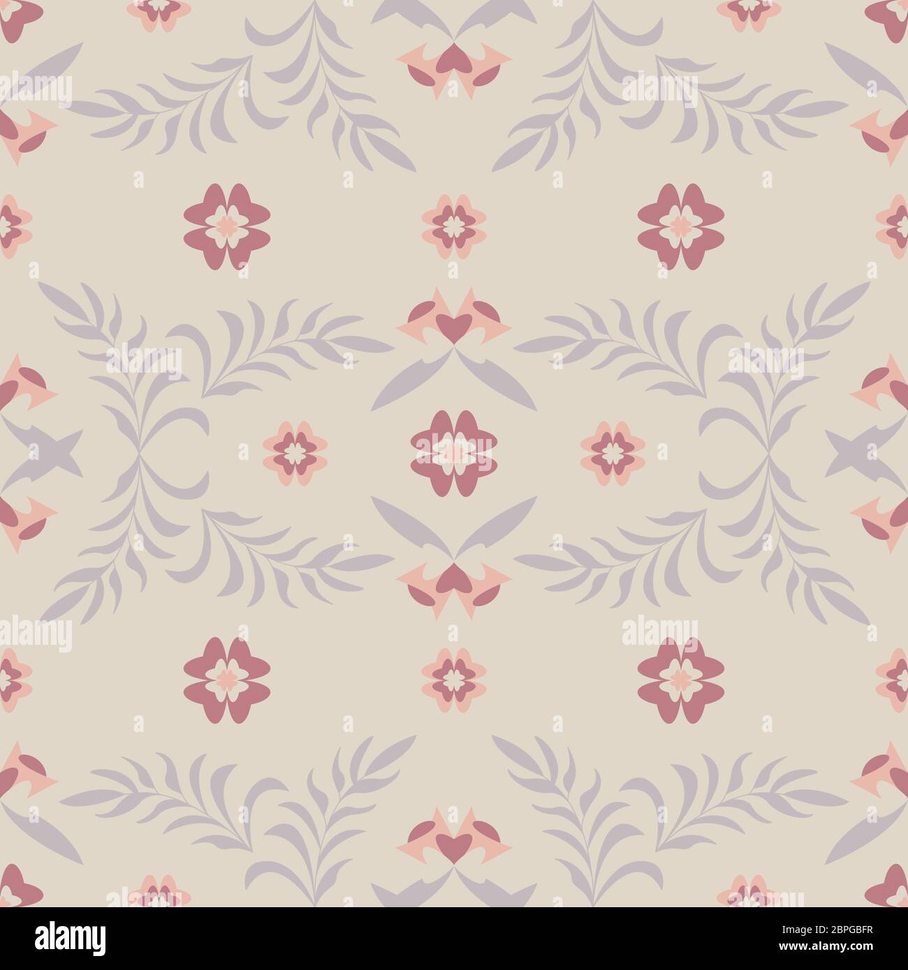 Seamless pattern flower and leaf. Color cream ivory. Pastel colors ...