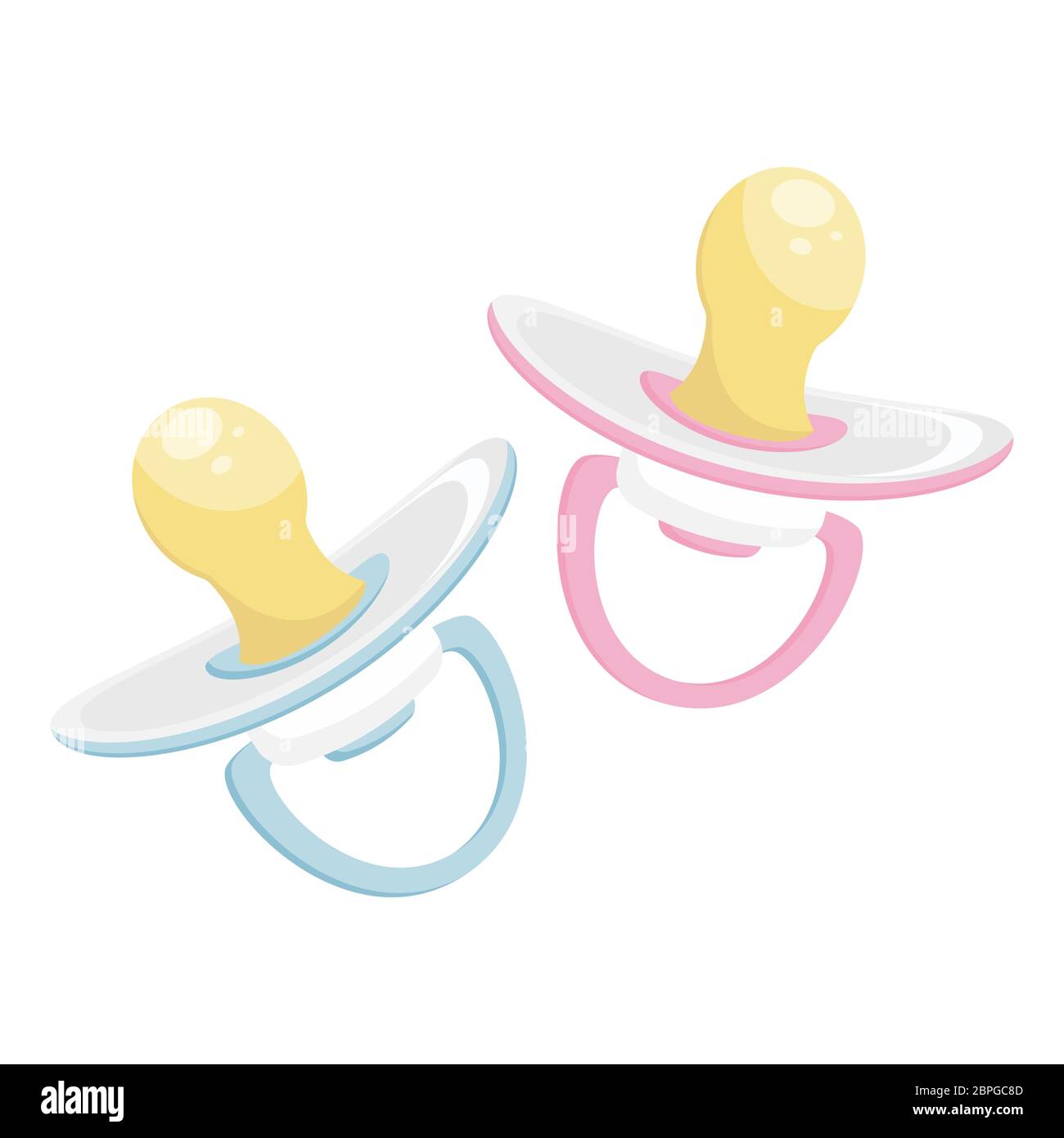 Nursery baby pink and blue pacifiers set. Vector illustration Stock ...