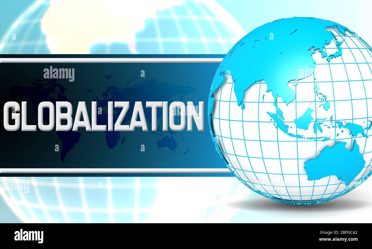 Globalization with sphere globe with white background, 3d rendering ...