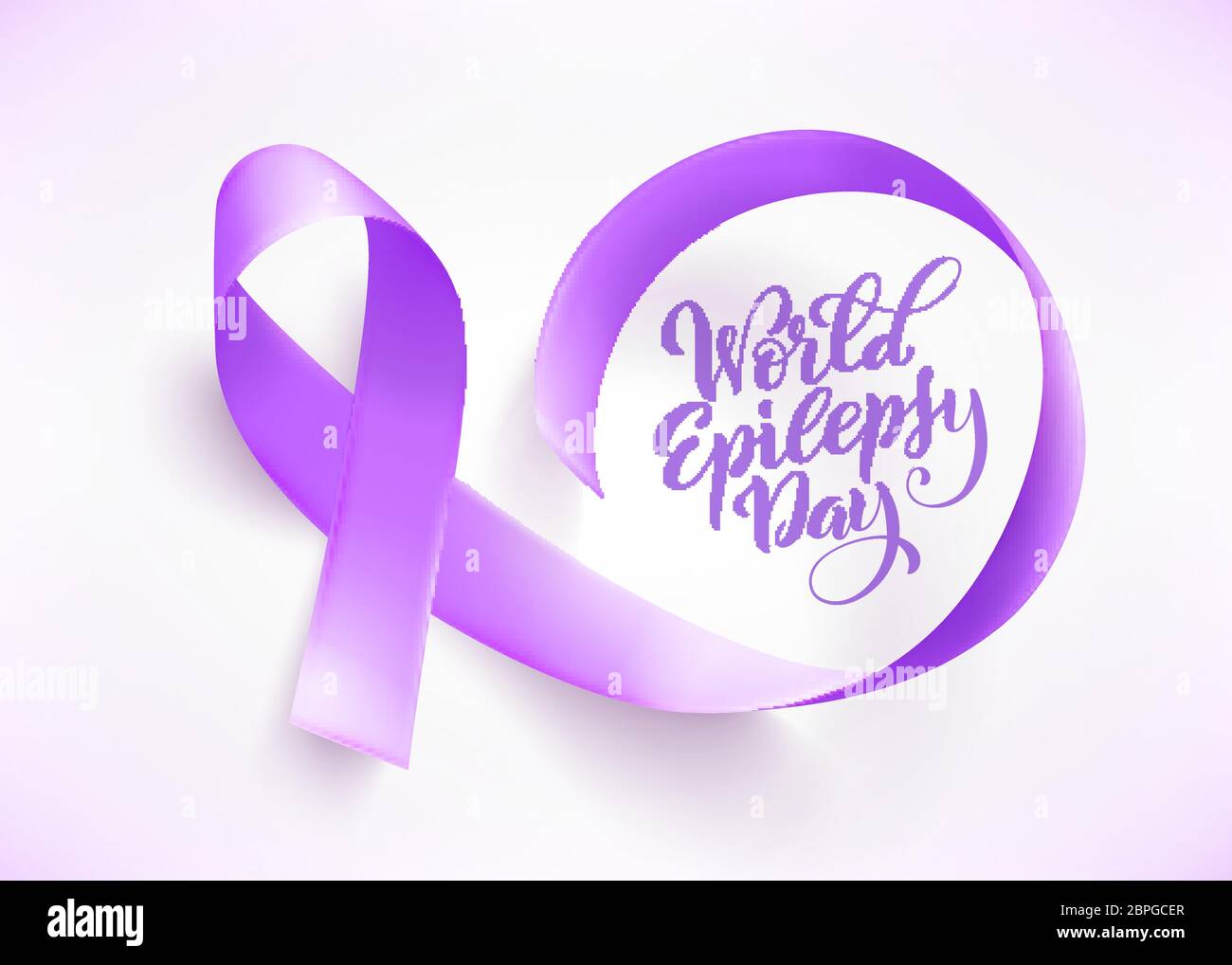World Epilepsy day. March 26. Realistic purple ribbon symbol. Template ...