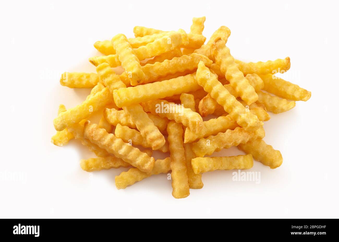 Stack of rippled fries on isolate white background Stock Photo - Alamy