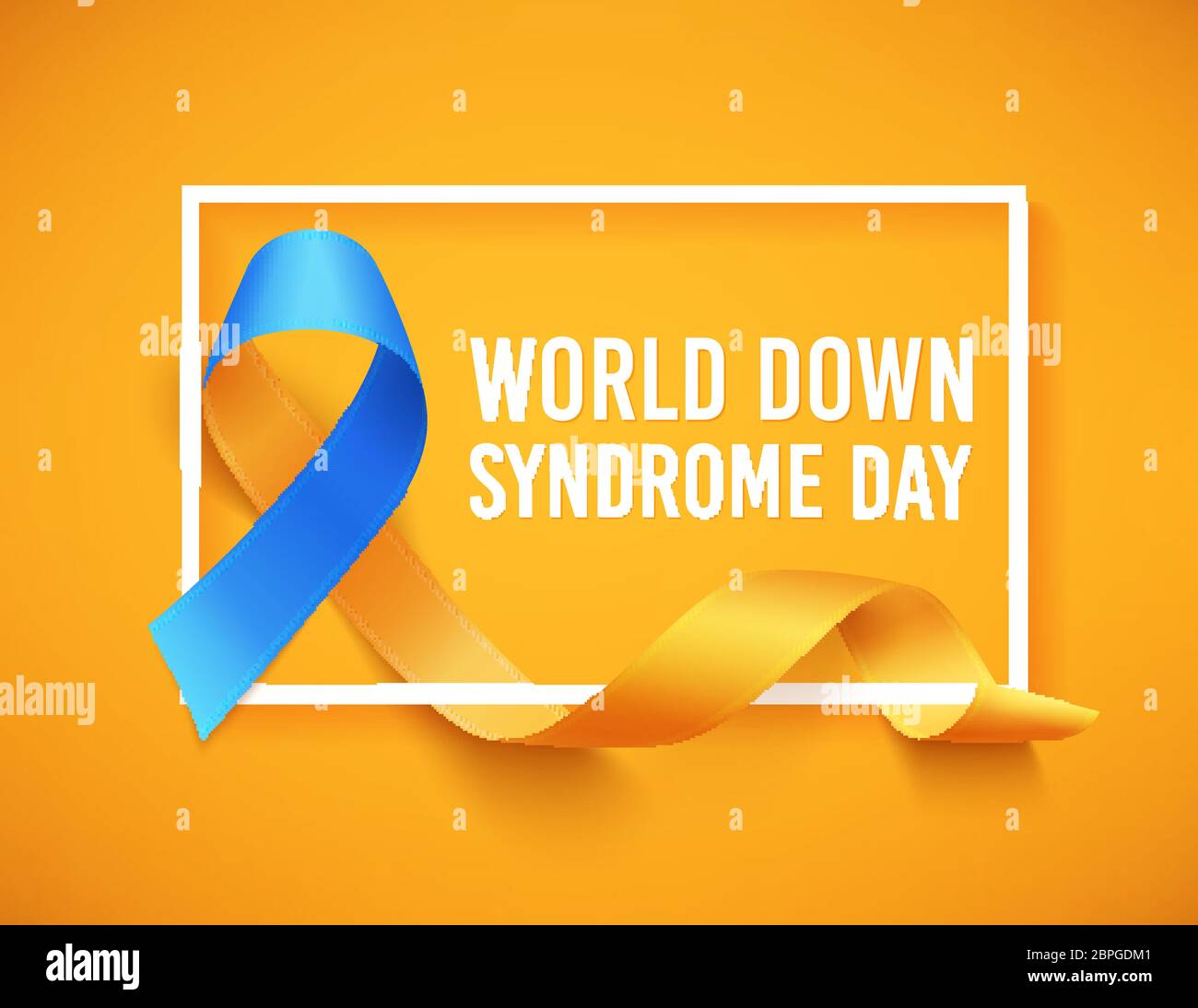 World Down Syndrome day. March 21. Realistic blue yellow ribbon symbol ...