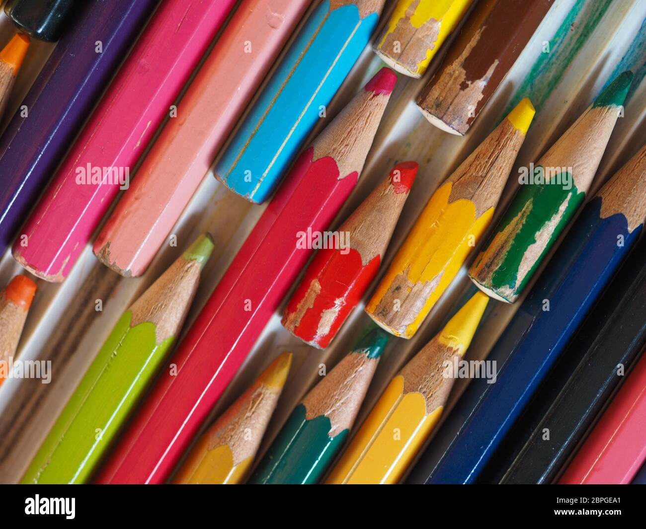 colour pencils of many different colors and length Stock Photo - Alamy