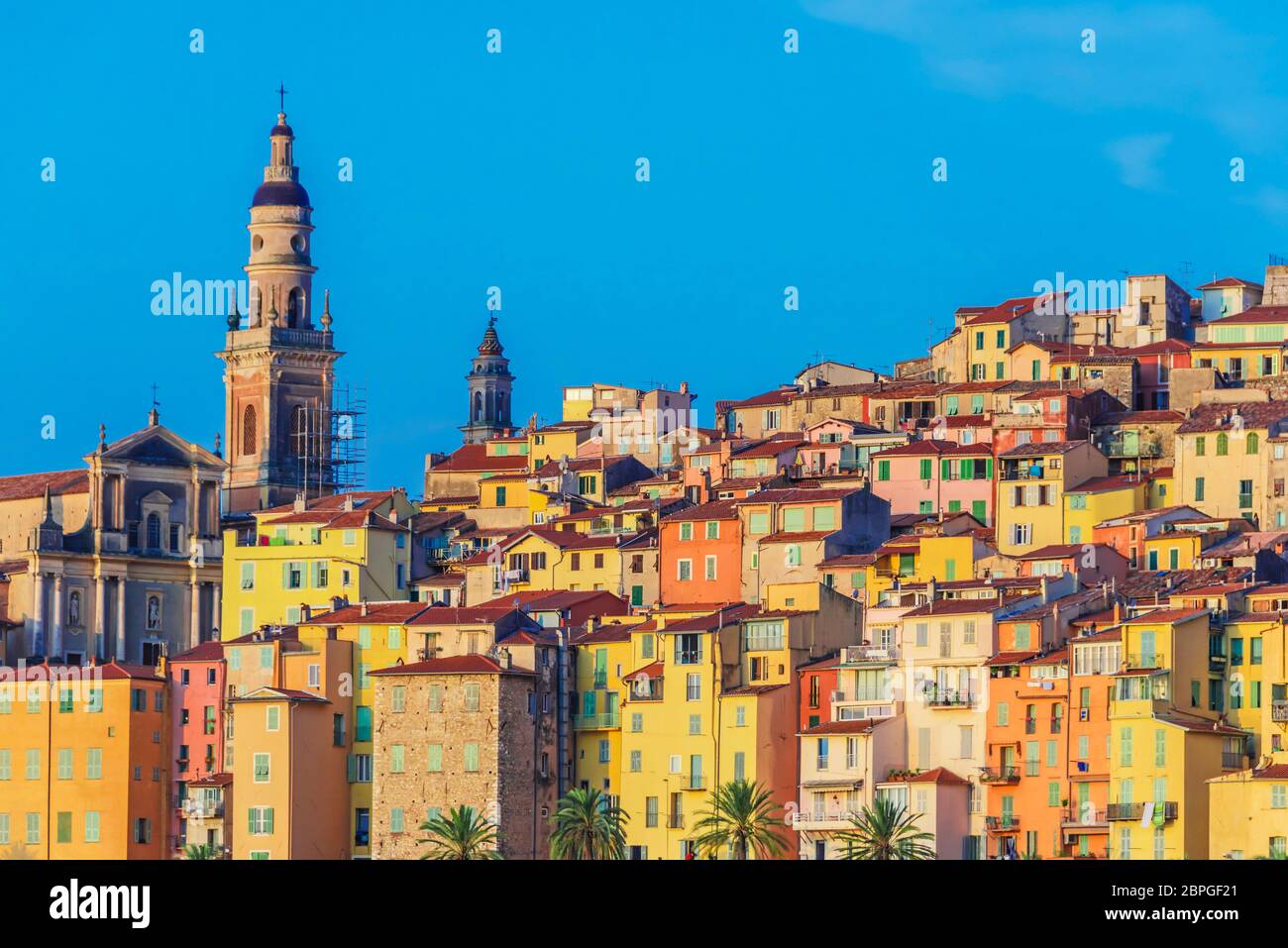 Old town architecture of Menton on French Riviera Stock Photo - Alamy