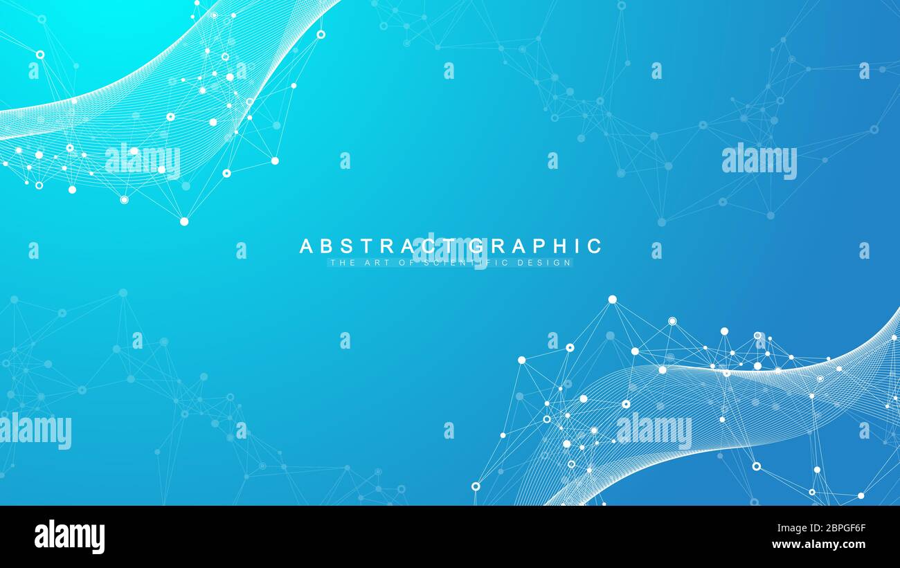 Abstract dynamic motion lines and dots background with colorful particles. Digital streaming ...