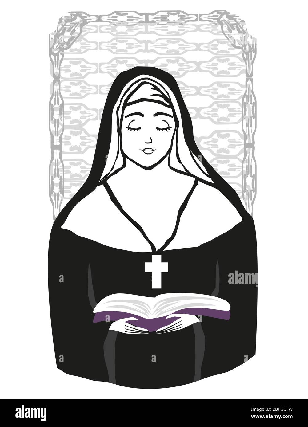Vector illustration of nun Stock Photo - Alamy