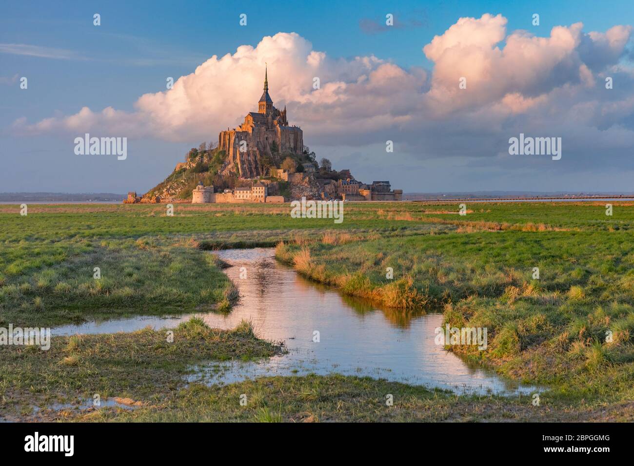 Beautiful Famous Mont Saint Michel At Sunset With Reflection In The beautiful-famous-mont-saint-michel-at-sunset-with-reflection-in-the