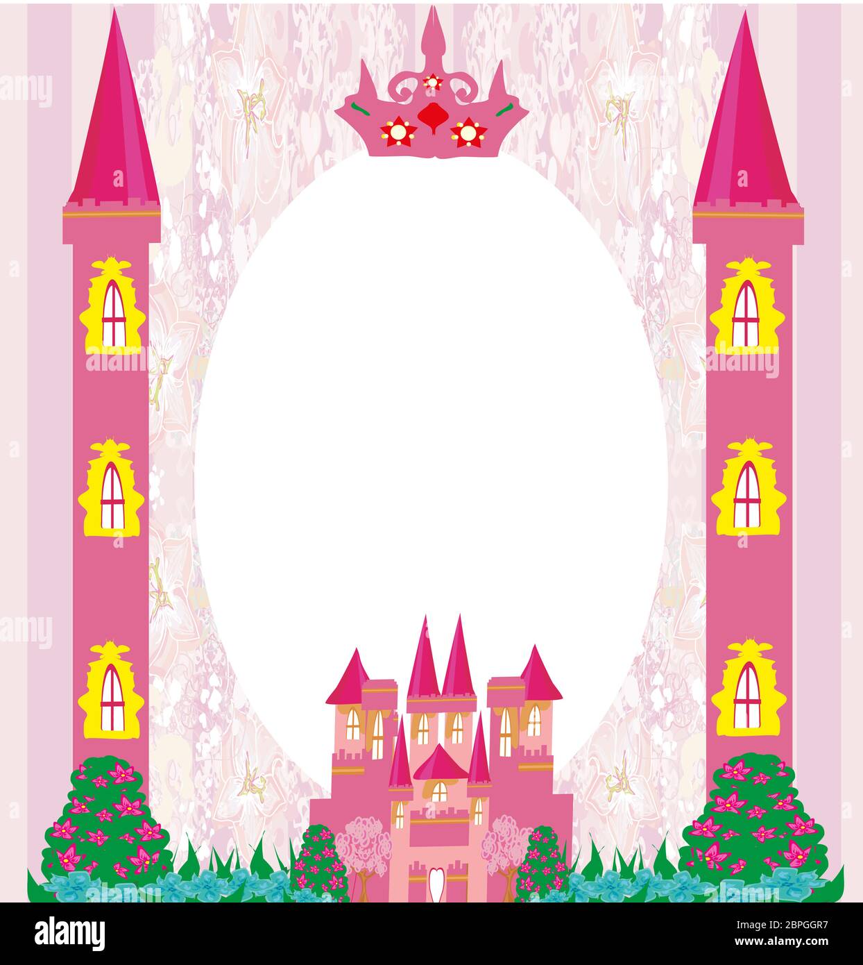 beautiful fairytale pink castle frame Stock Photo - Alamy