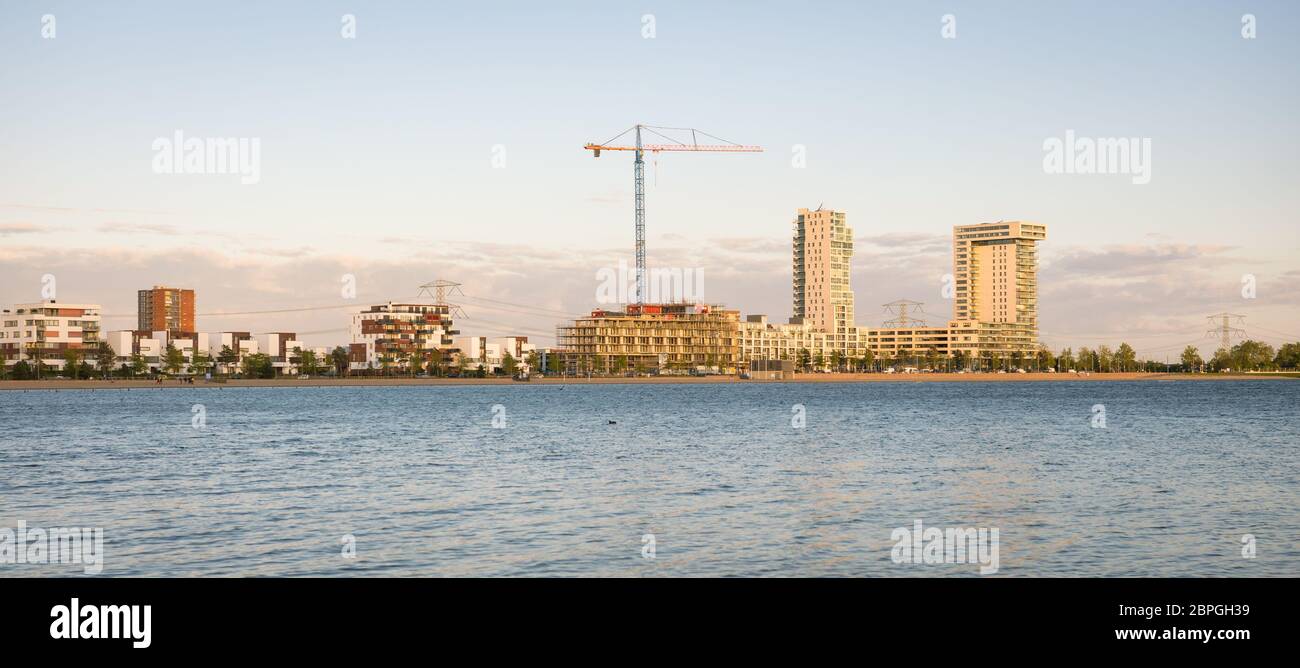 Skyline of Rotterdam Nesselande, a suburb of the city of Rotterdam ...
