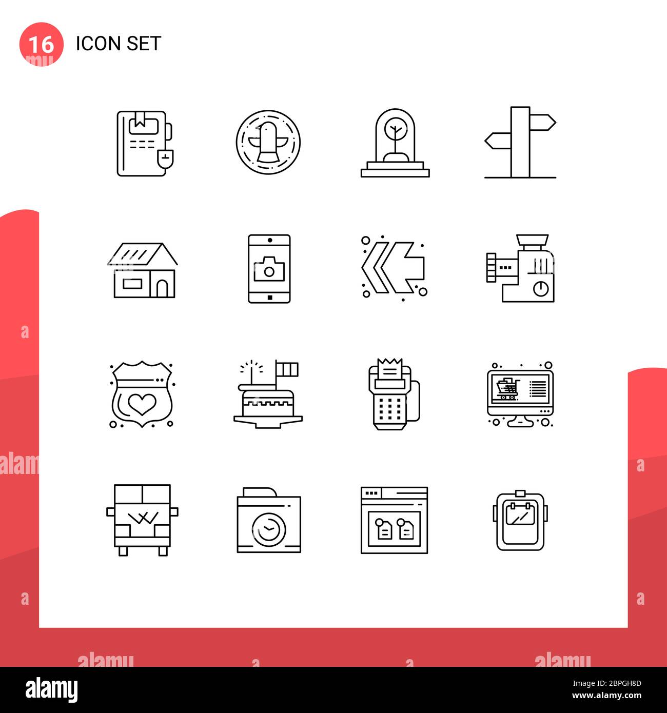 16 User Interface Outline Pack of modern Signs and Symbols of build ...