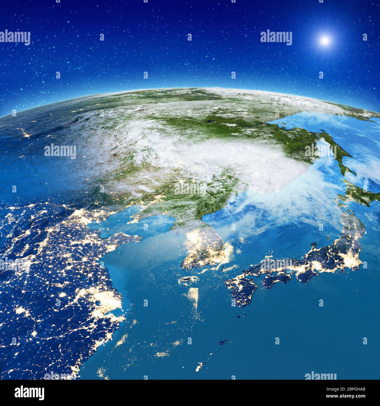 Asia - China, Japan and South Korea. Elements of this image furnished ...