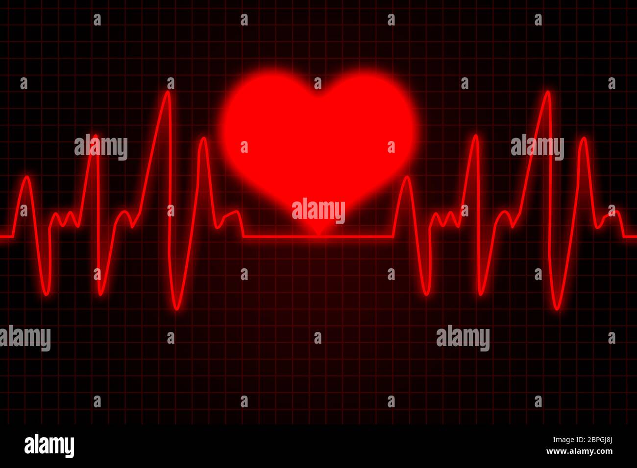 Heart and heartbeat symbol - Red colors Stock Photo - Alamy