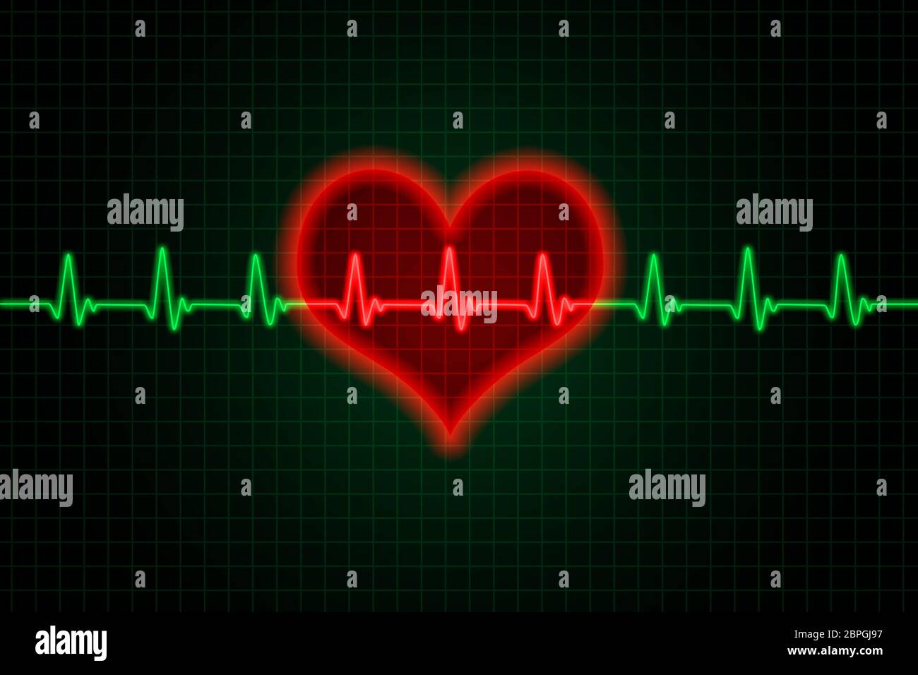 Heart and heartbeat symbol - Green and red colors Stock Photo - Alamy