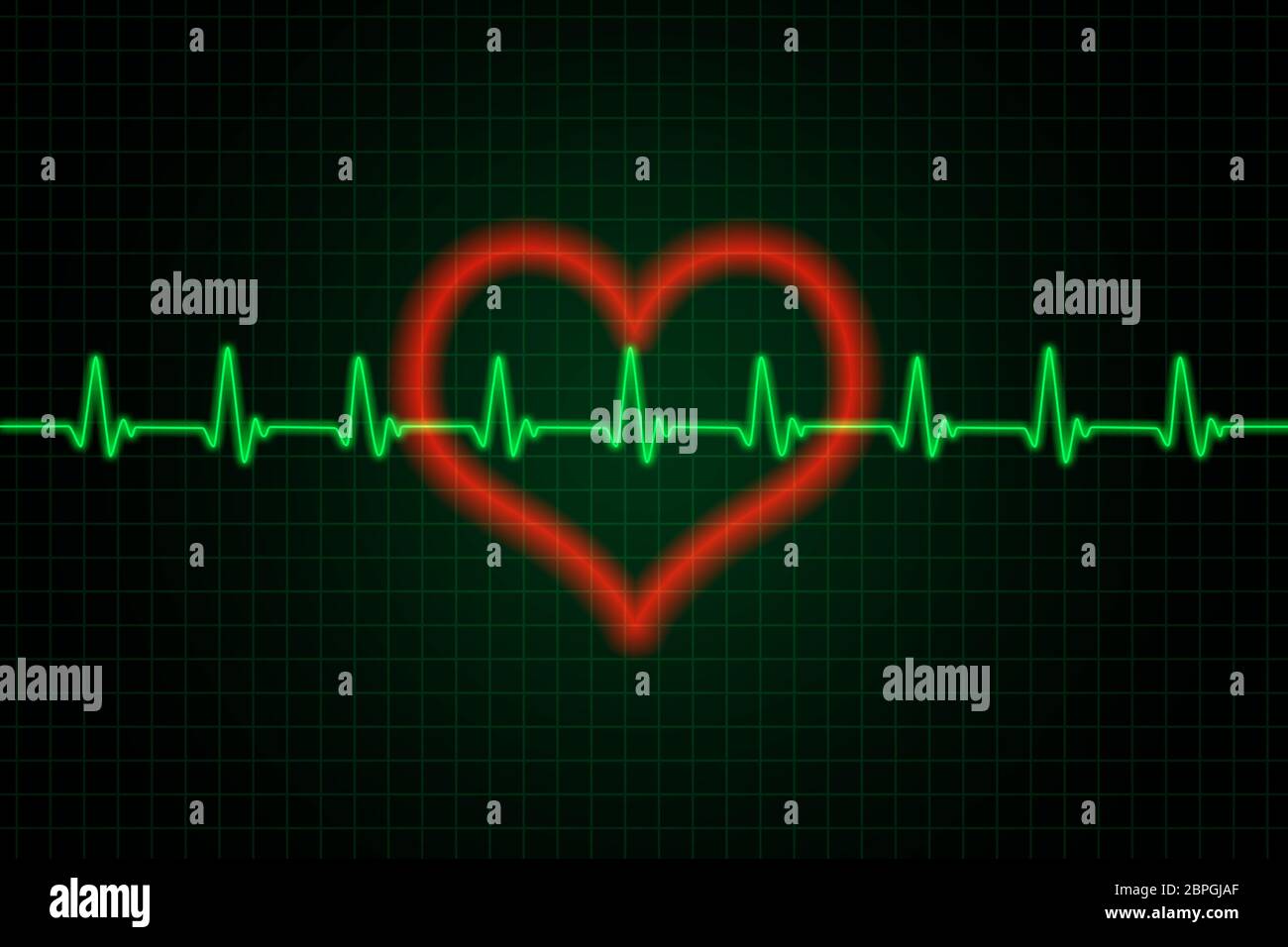 Heart and heartbeat symbol - Green and red colors Stock Photo - Alamy