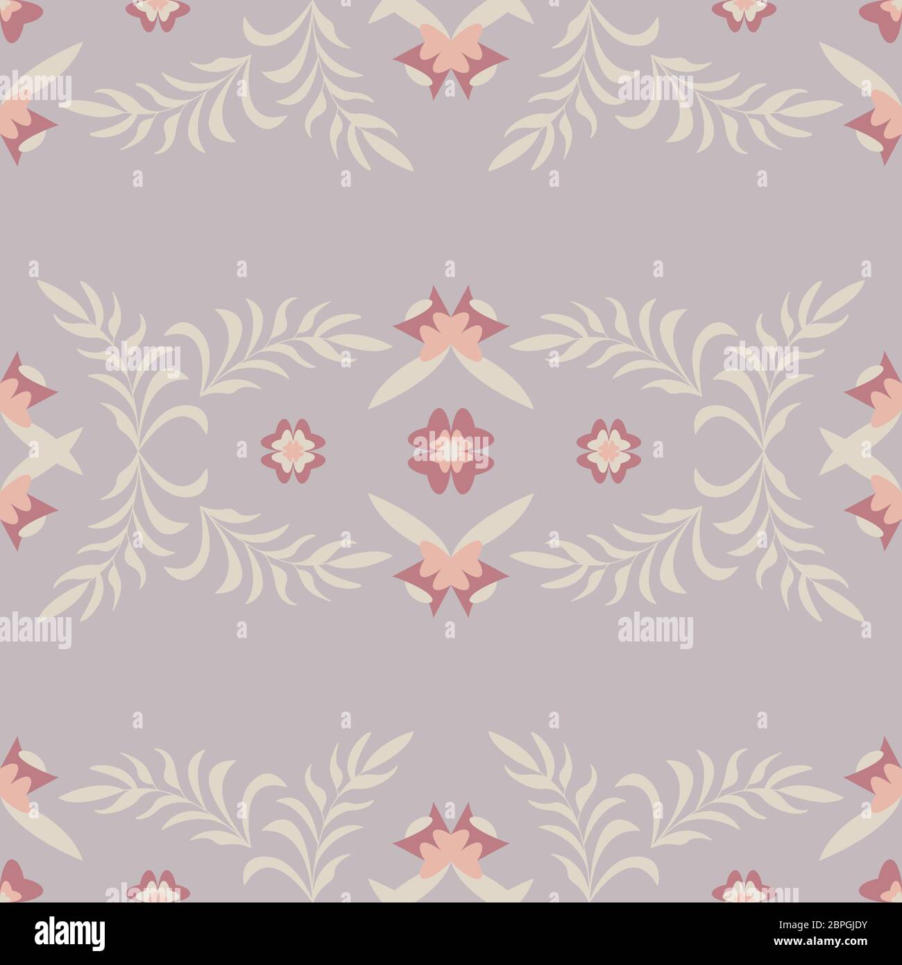 Seamless pattern flower and leaf. Color grey Pastel colors. Vector ...
