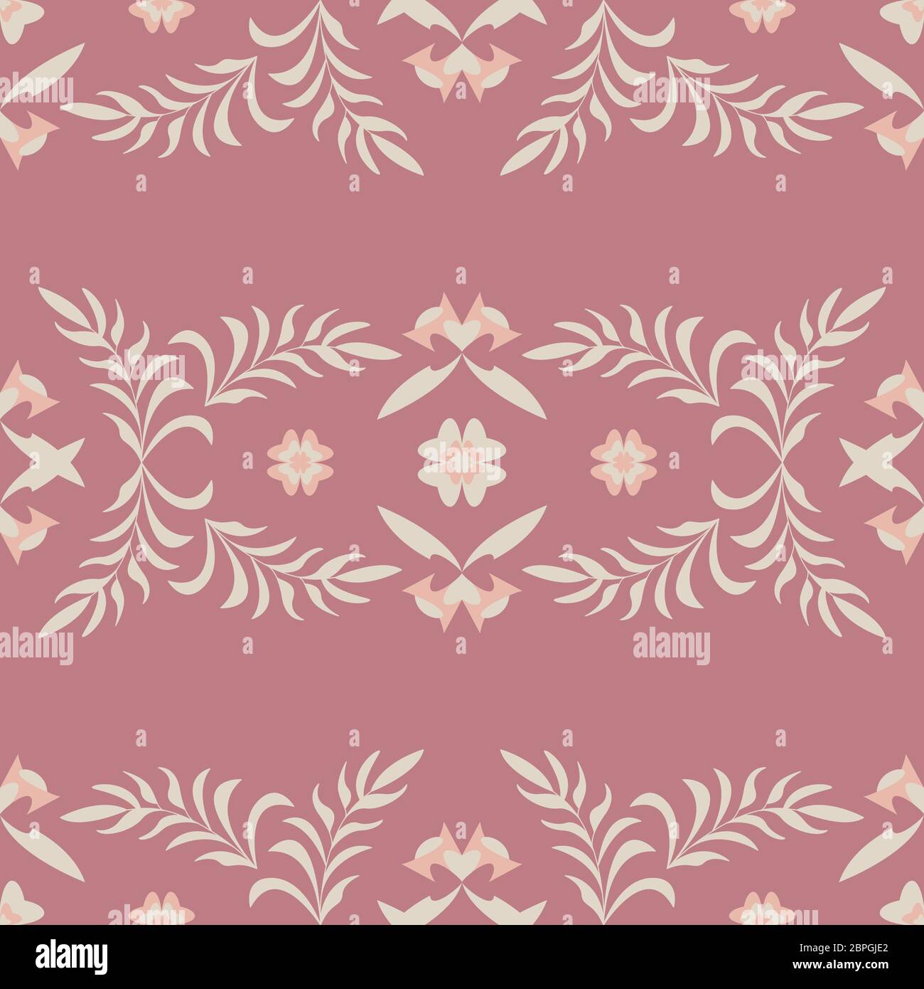 Seamless pattern flower and leaf. Color red. Pastel colors. Vector ...