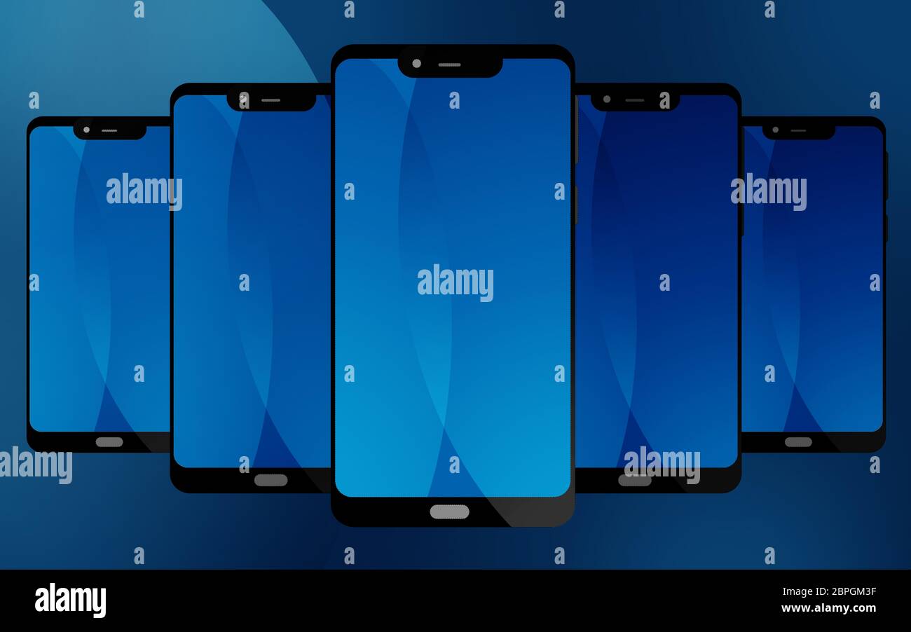 Smart phone with blue screen, 3D rendering Stock Photo - Alamy