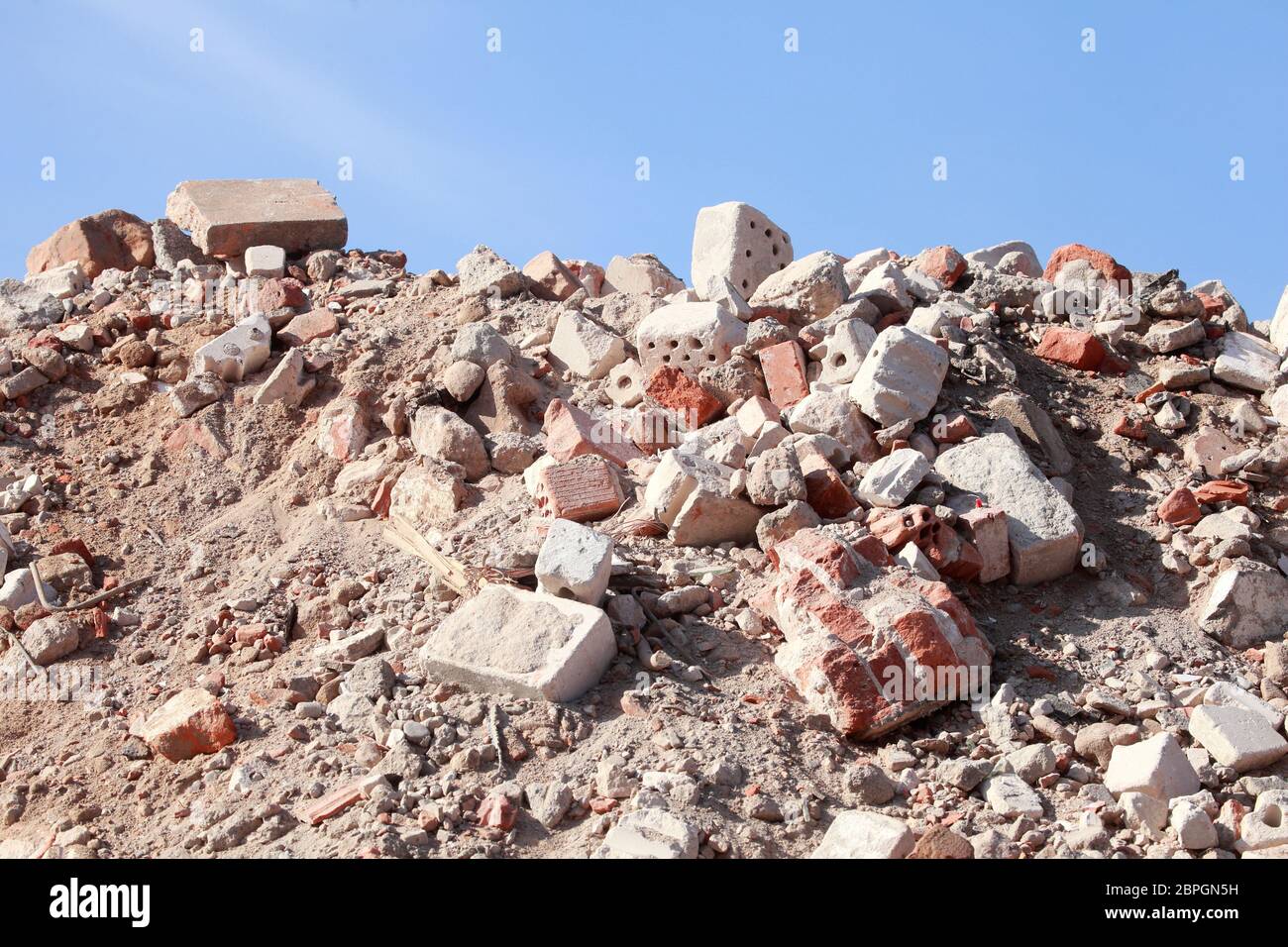 Building rubble and rubble of a demolished house, Bremen, Germany ...