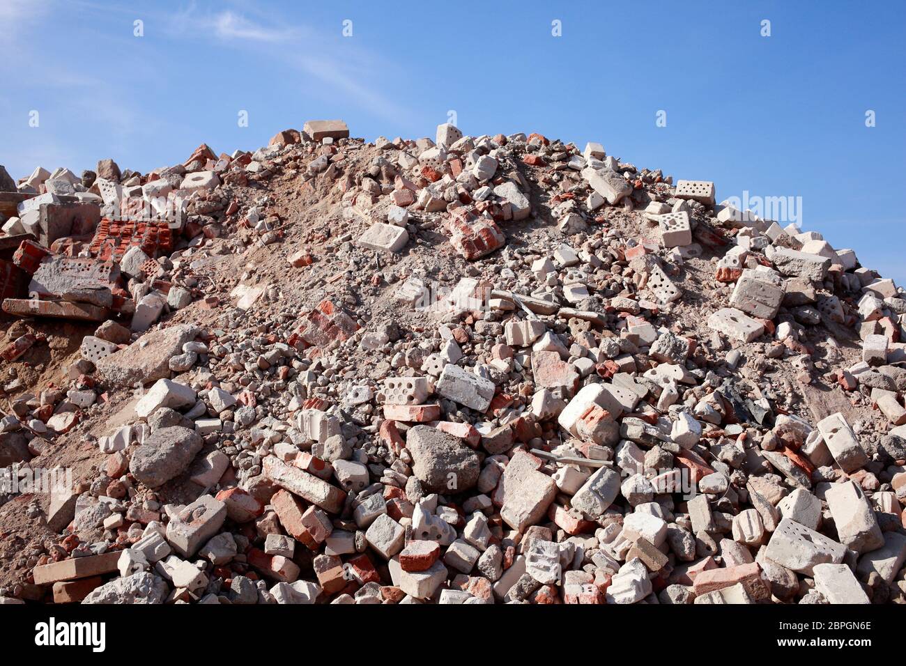Building rubble and rubble of a demolished house, Bremen, Germany ...