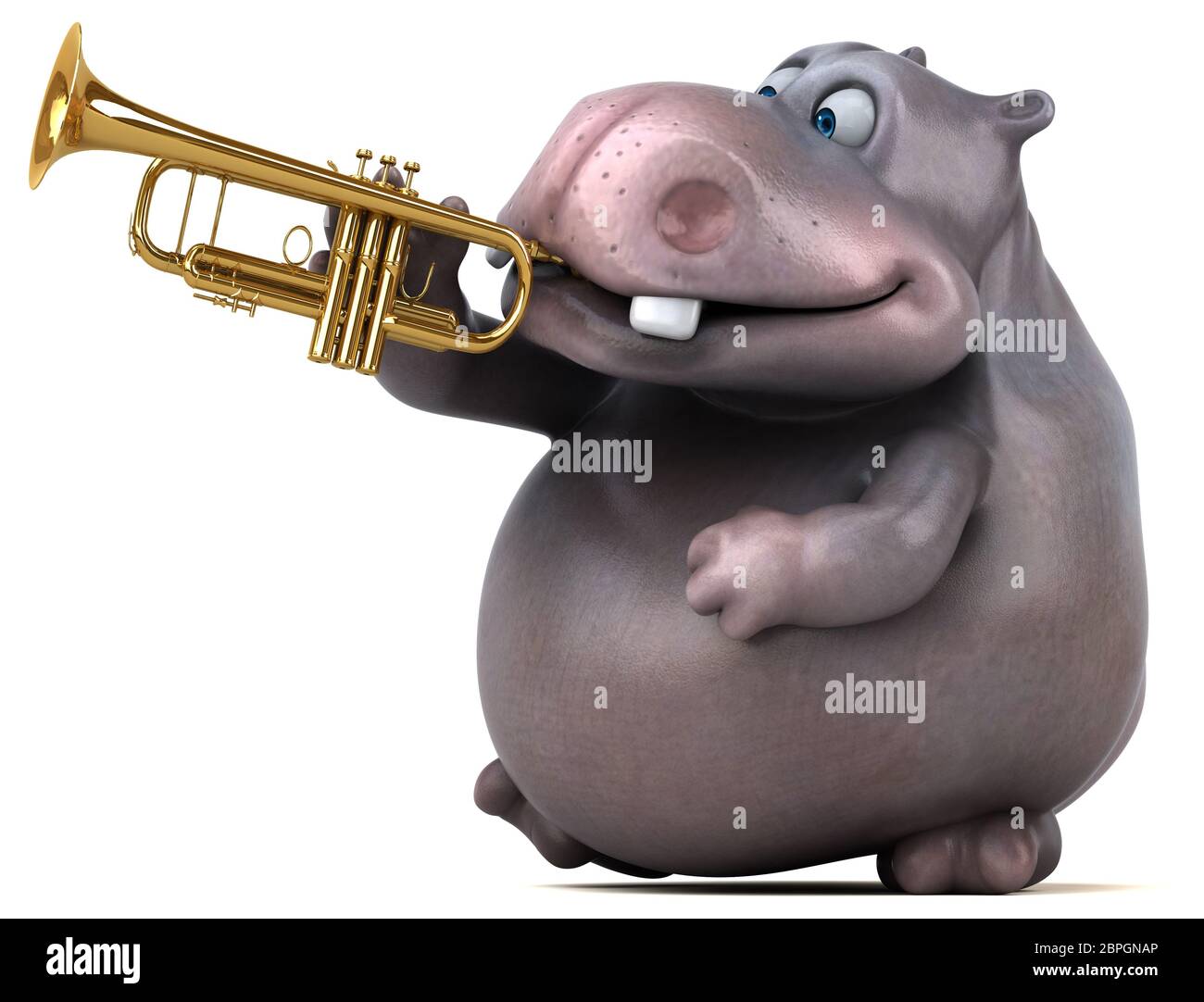 Fun hippo - 3D Illustration Stock Photo - Alamy