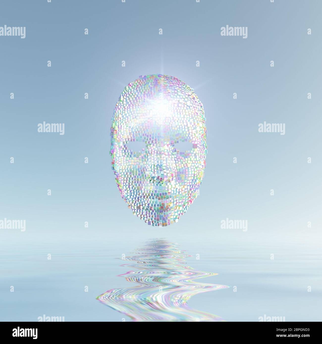 Face made of many colorful cubes. Water reflections Stock Photo - Alamy