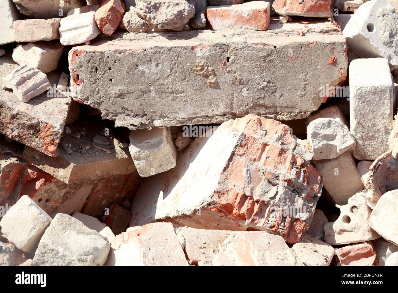 Building rubble and rubble of a demolished house, Bremen, Germany ...