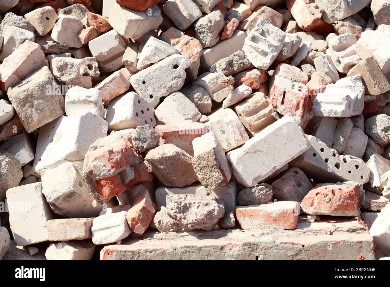 Building rubble and rubble of a demolished house, Bremen, Germany ...