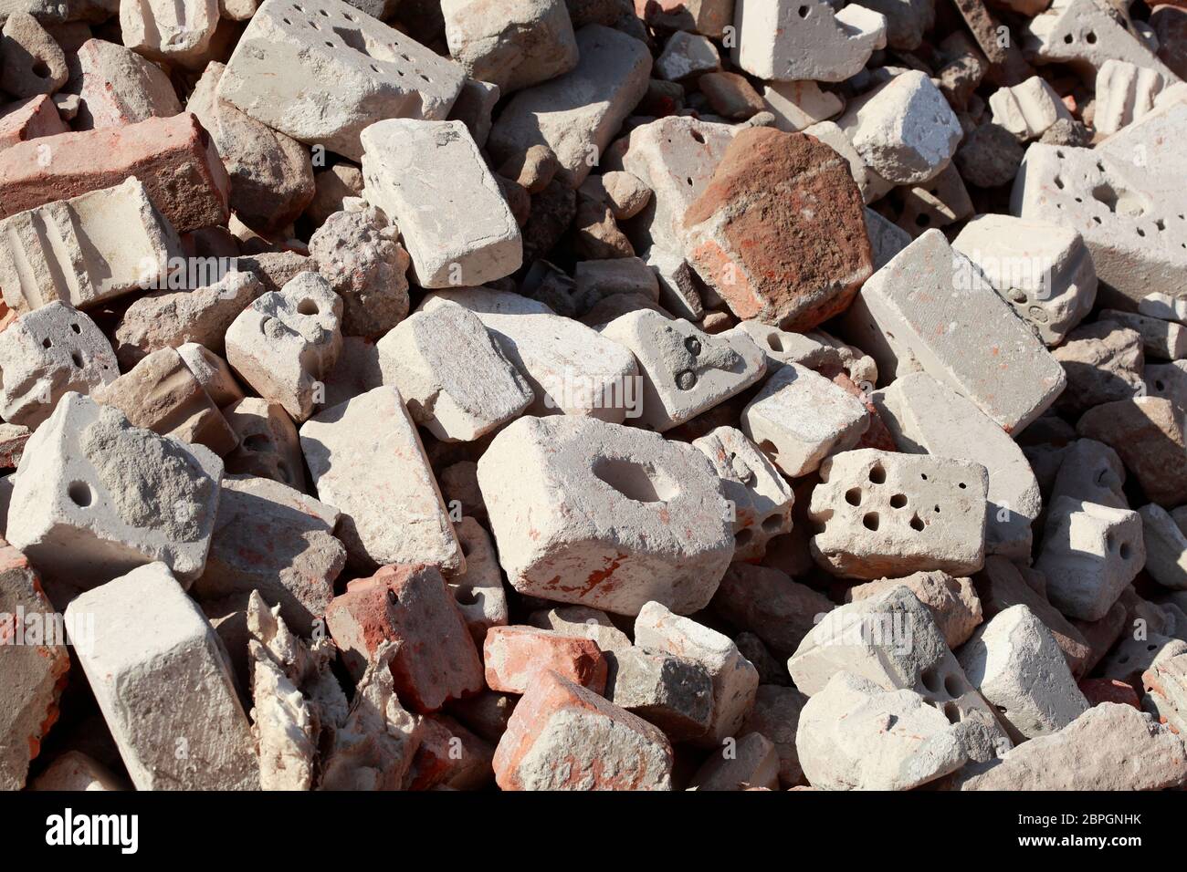 Building rubble and rubble of a demolished house, Bremen, Germany ...