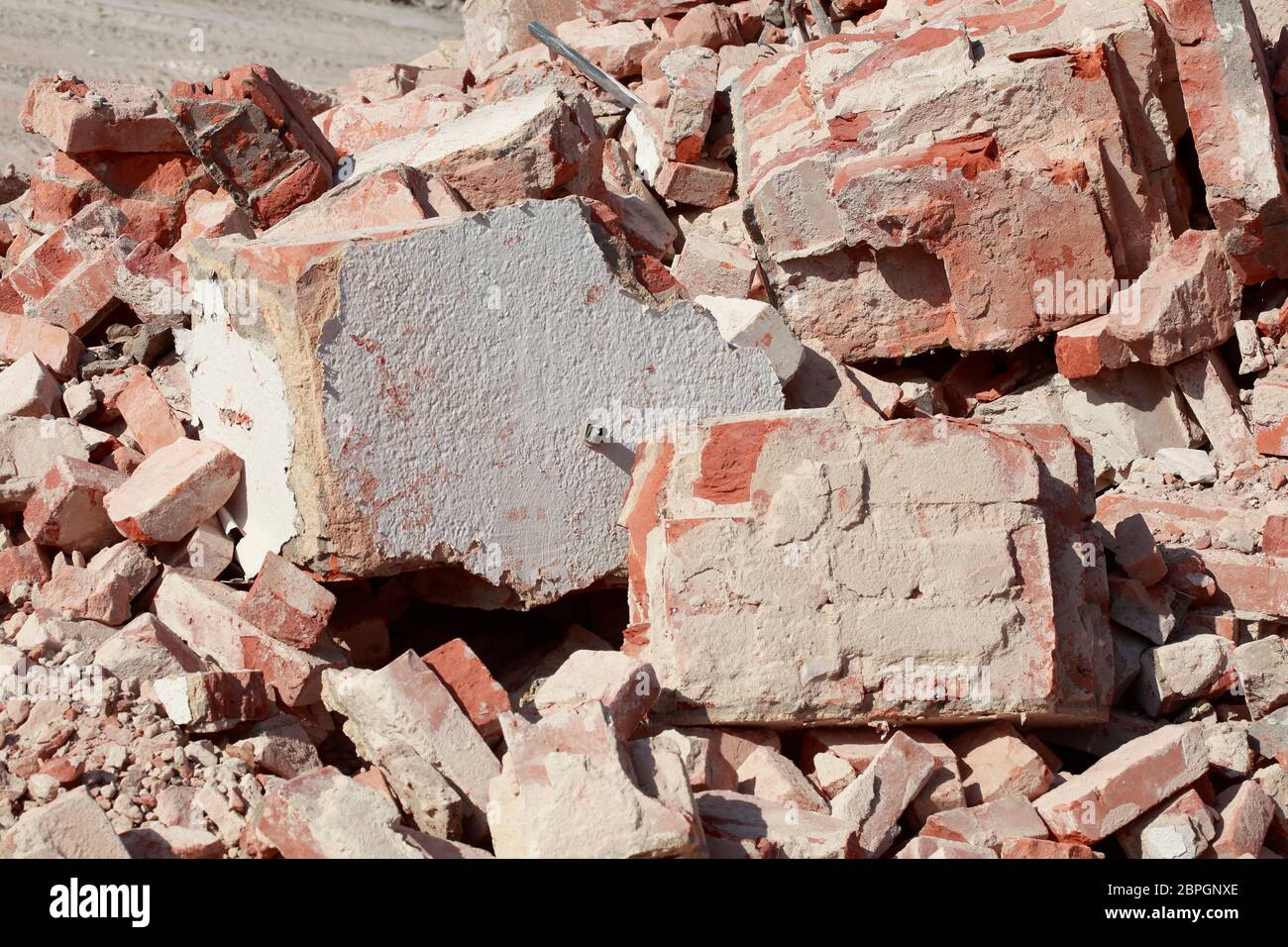 Building rubble and rubble of a demolished house, Bremen, Germany ...