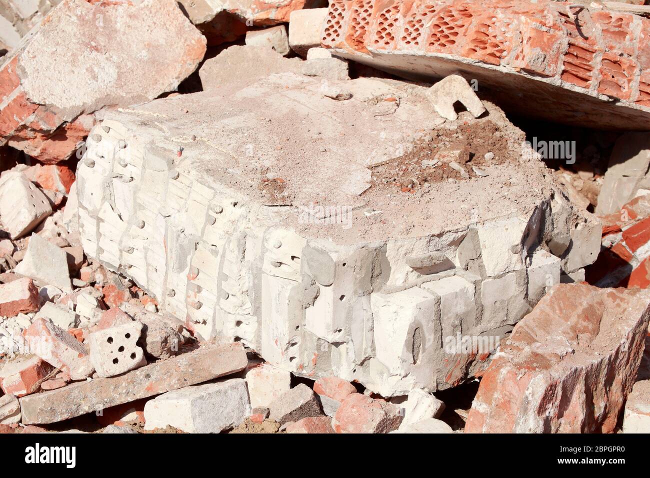 Building rubble and rubble of a demolished house, Bremen, Germany ...