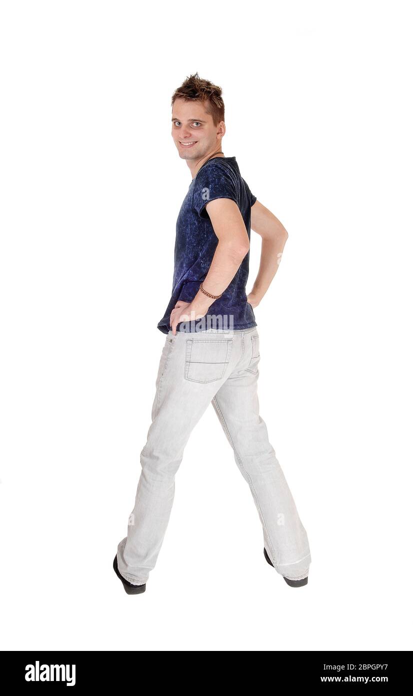 Man Looking Over Shoulder Pose