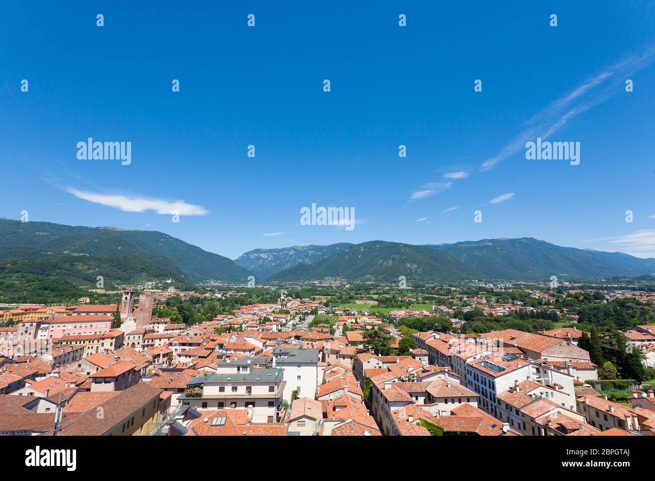 Cityscape from "Bassano del Grappa", Top view. Medieval town panorama ...